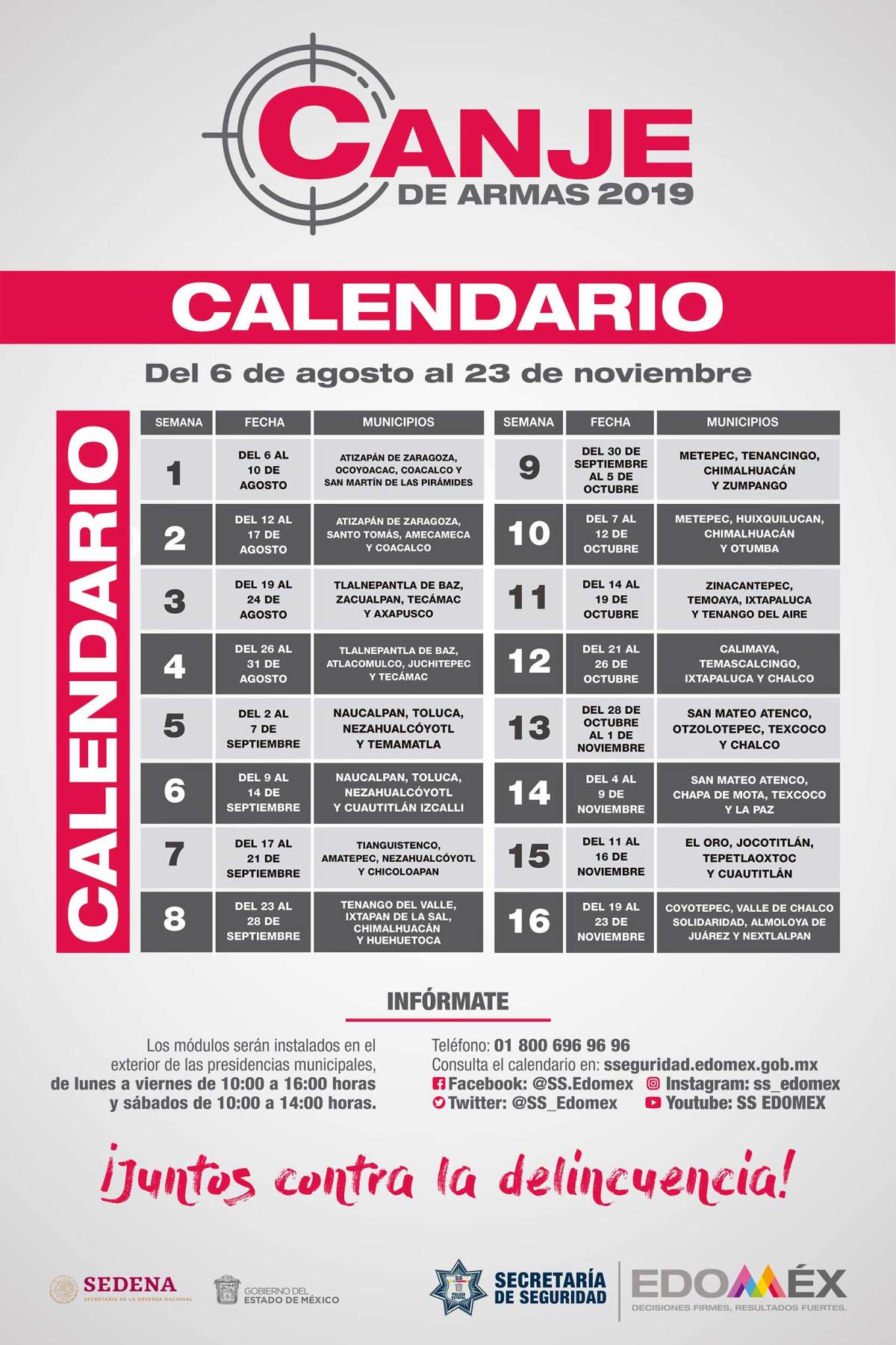 Dan inicio al programa "Canje de armas 2019" en 49 municipios del Edoméx