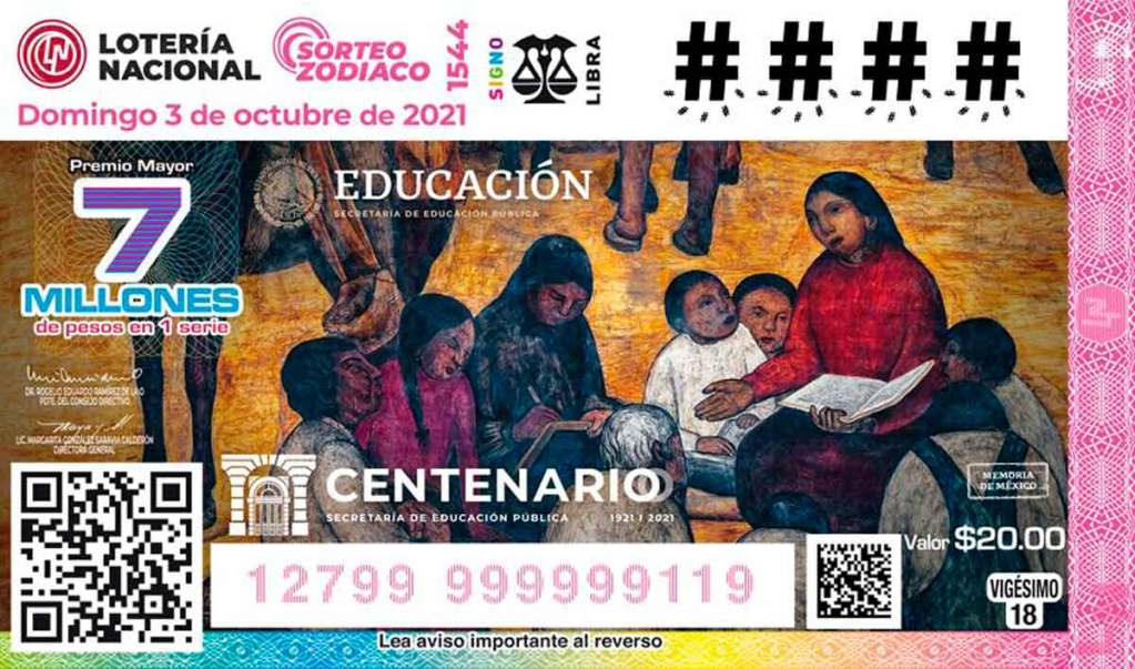 Lotería Nacional presenta billete conmemorativo del centenario de la SEP