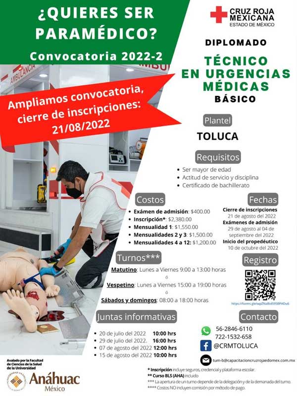 Estudia la carrera de paramédico en la Cruz Roja de Toluca
