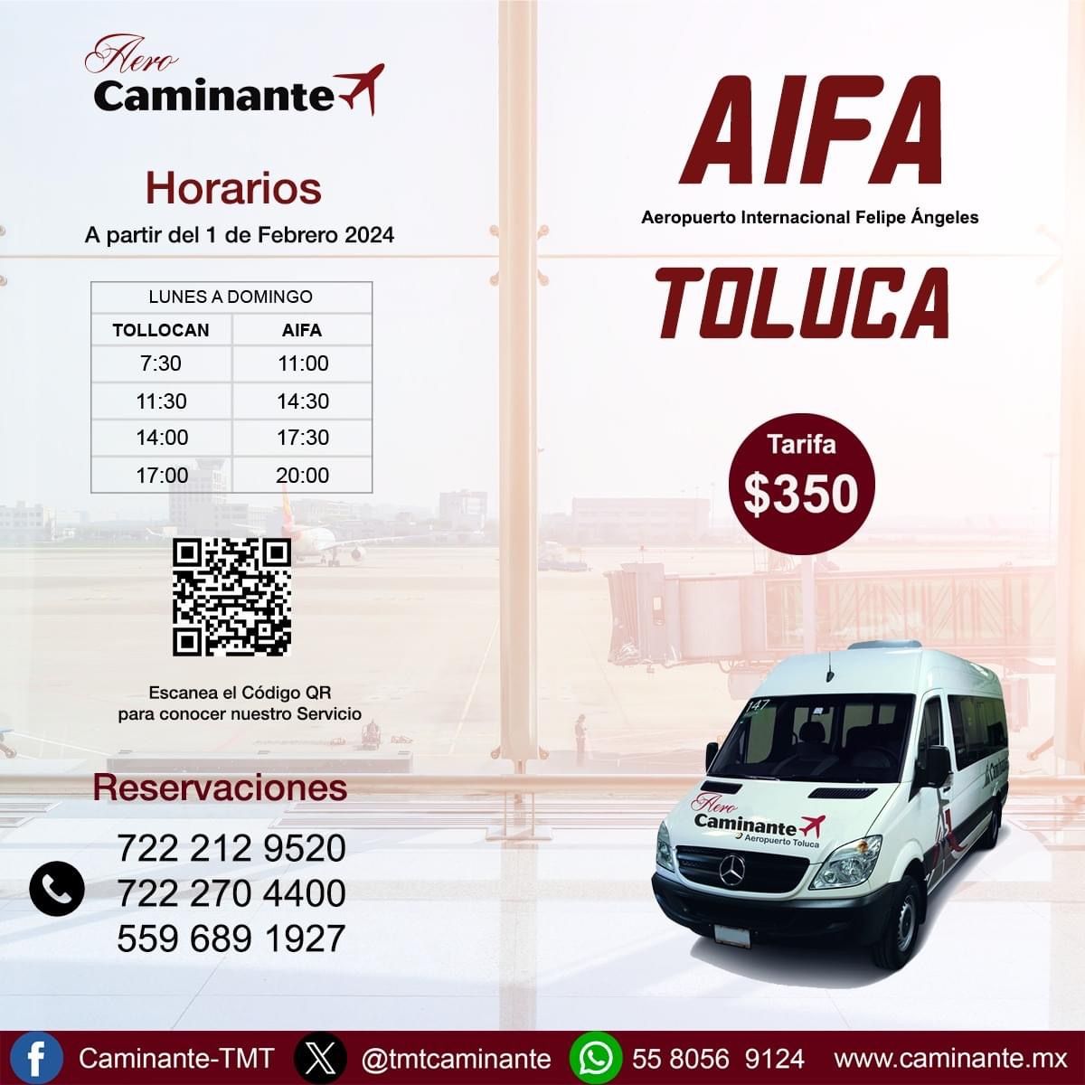 ¿Cuánto cuesta viajar de Toluca al AIFA en Caminante?