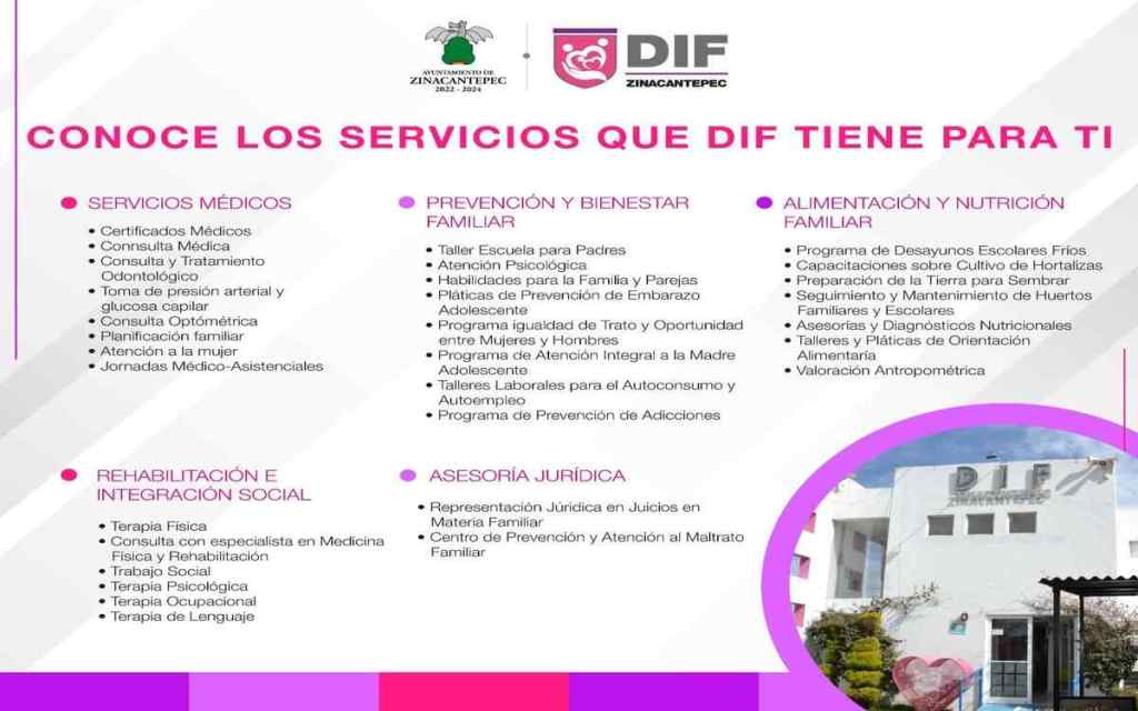 ¿Qué servicios ofrece el DIF a la población?